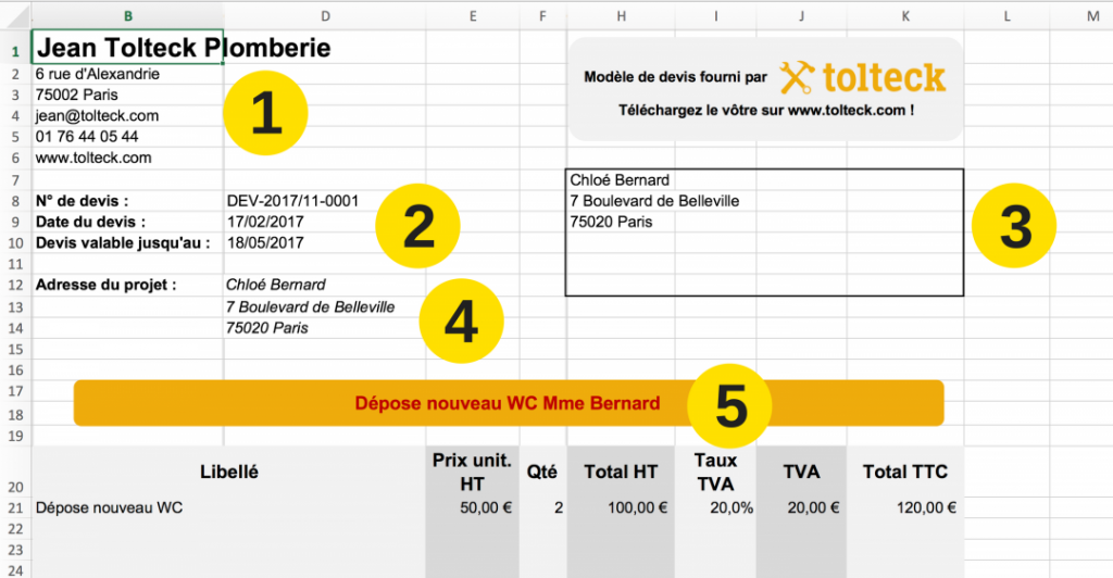 Télécharger votre modèle de facture du bâtiment gratuit - Tolteck