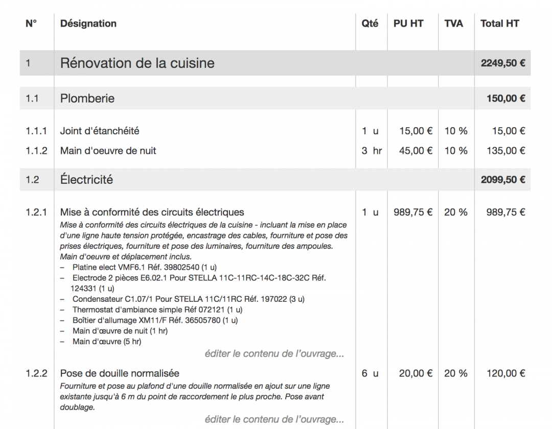 Comment présenter ses devis avec des ouvrages et des catégories ? - tolteck